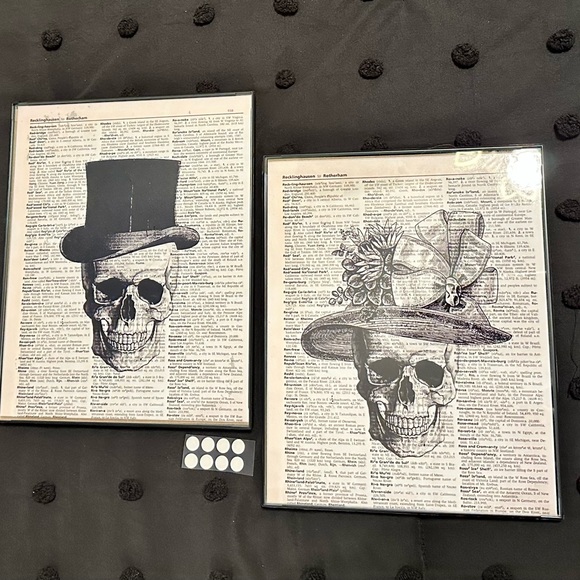 Wall Decor | 2 8x1 Skeleton Portraits On Newspaper | Poshmark